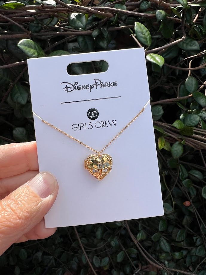 Sleeping Beauty Castle Locket Disneyland Girls Crew Necklace – Shopping ...